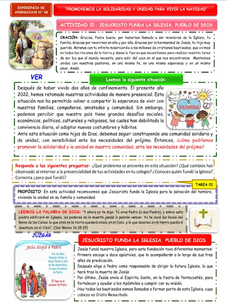 1ro ACTIVIDAD 01 Jesucristo Funda La Iglesia, Pueblo de Dios | PDF