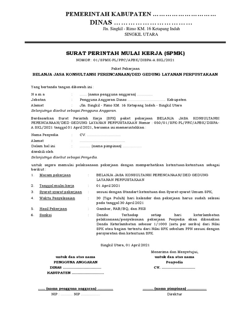 Contoh SPMK | PDF