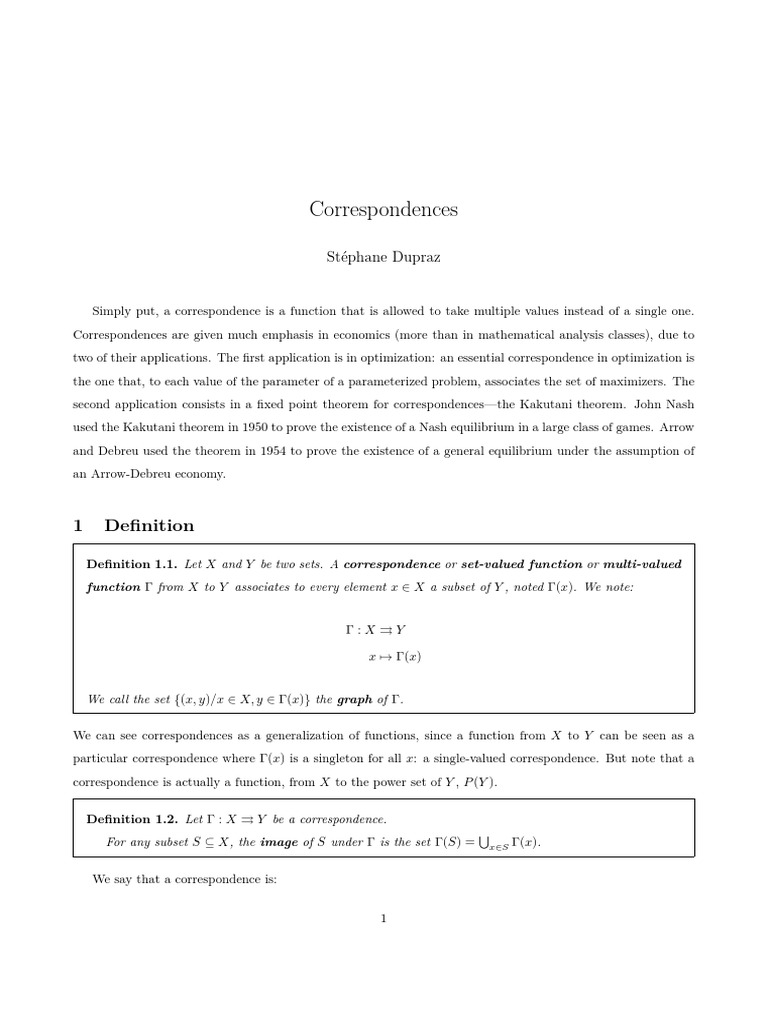 Correspondences | PDF | Continuous Function | Sequence Correspondences | PDF | Continuous Function | Sequence