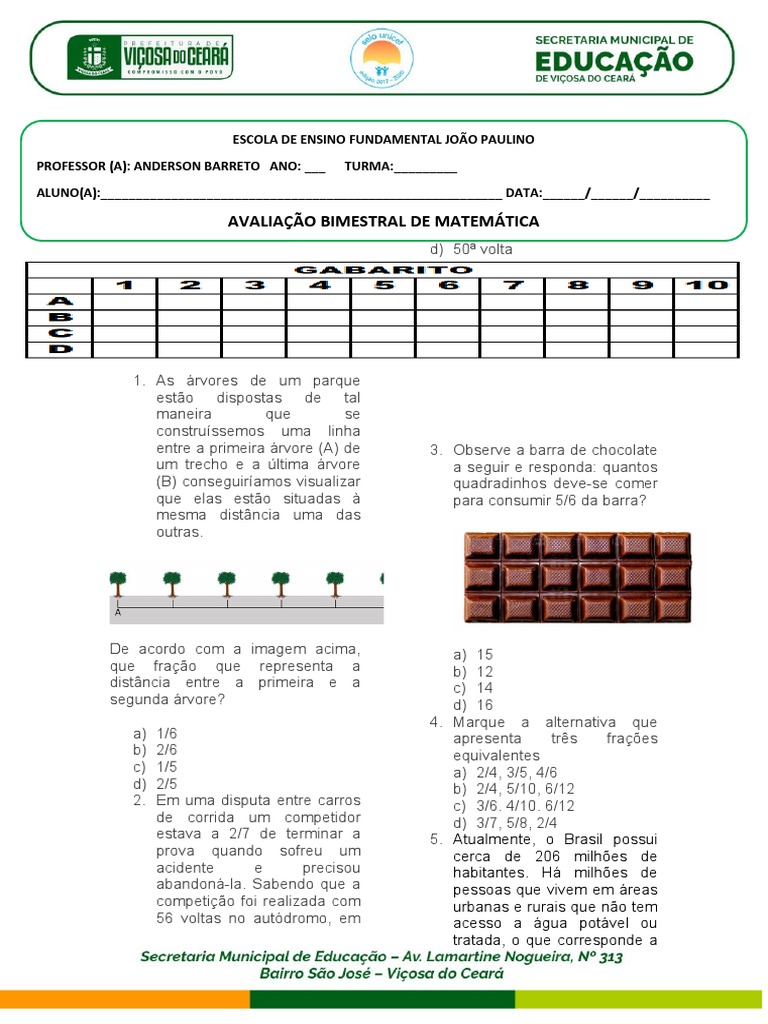 3 Avaliacao Matematica 7A | PDF | Triângulo | Formas geométricas 3 Avaliacao Matematica 7A | PDF | Triângulo | Formas geométricas