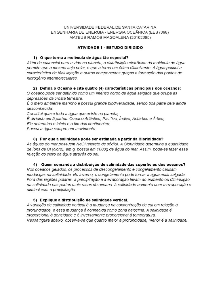 ATV 01 Oceânica - Mateus Ramos Magdalena | PDF | Turismo | Ciências e ...