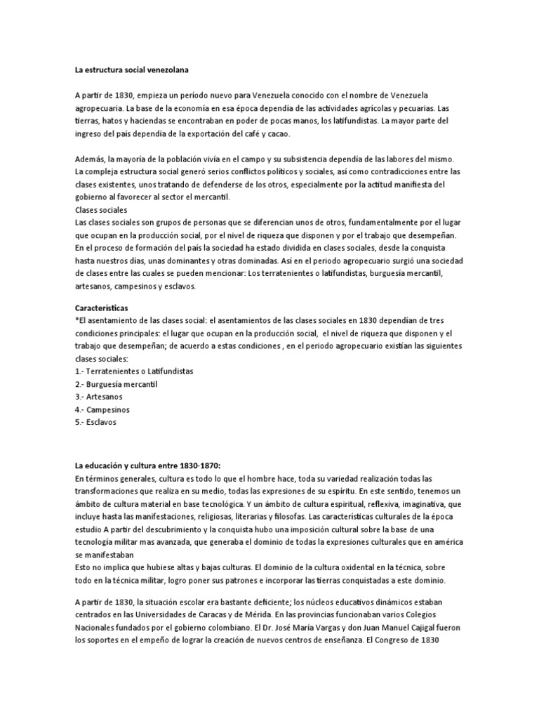 La Estructura Social Venezolana | PDF | Venezuela | Burguesía