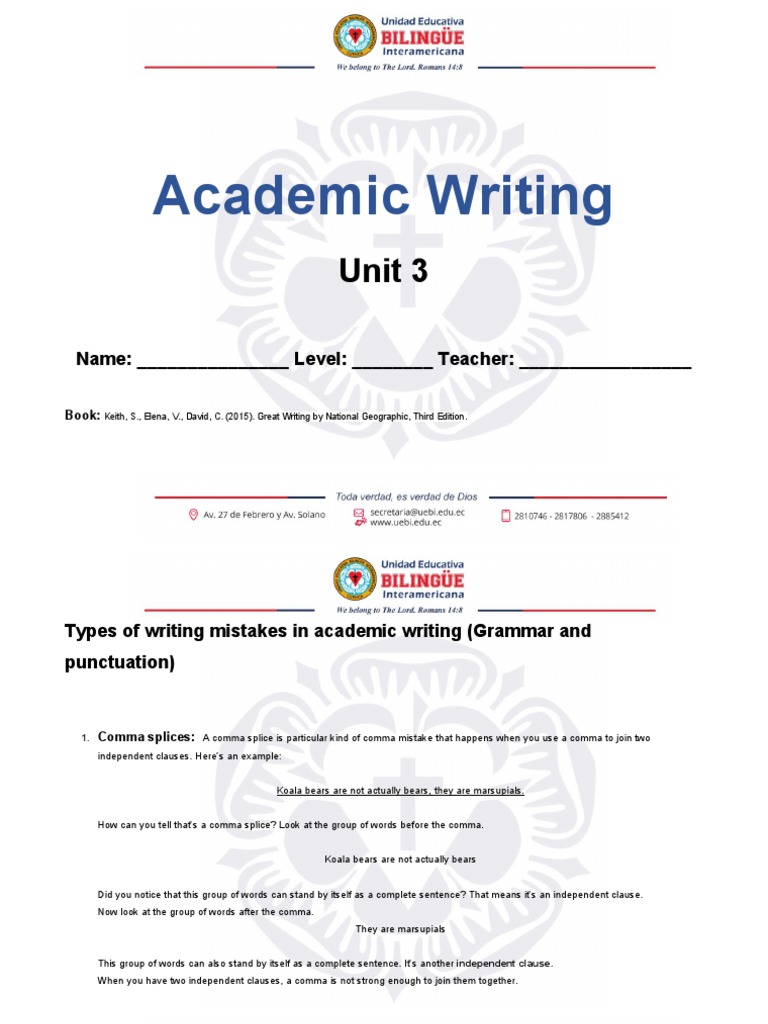 Booklet Unit 3 2bgu | PDF | Comma | Grammatical Number