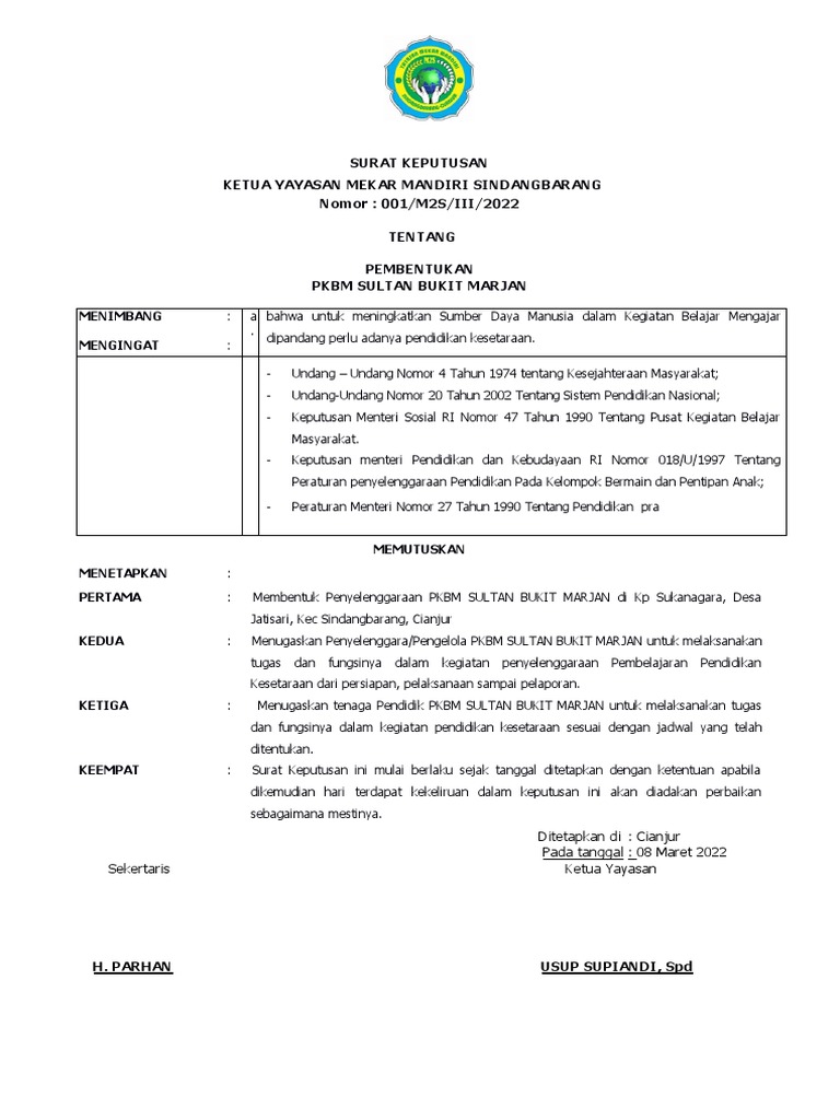 SK Pendiri Ks Bendahara Bukit Marjan | PDF