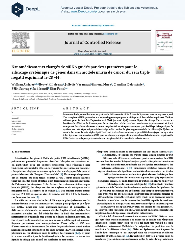 Article 2 - J Controlled Release - Liposomes - Cancer FR | PDF | Cancer ...