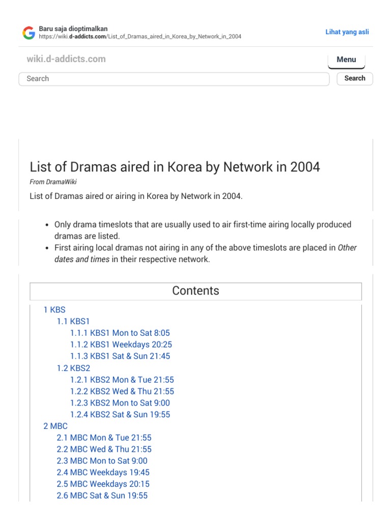 2004 Korean Drama Aired List | PDF