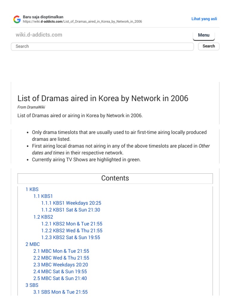 List of Dramas Aired in Korea by Network in 2006 - DramaWiki | Download Free PDF | Television ...