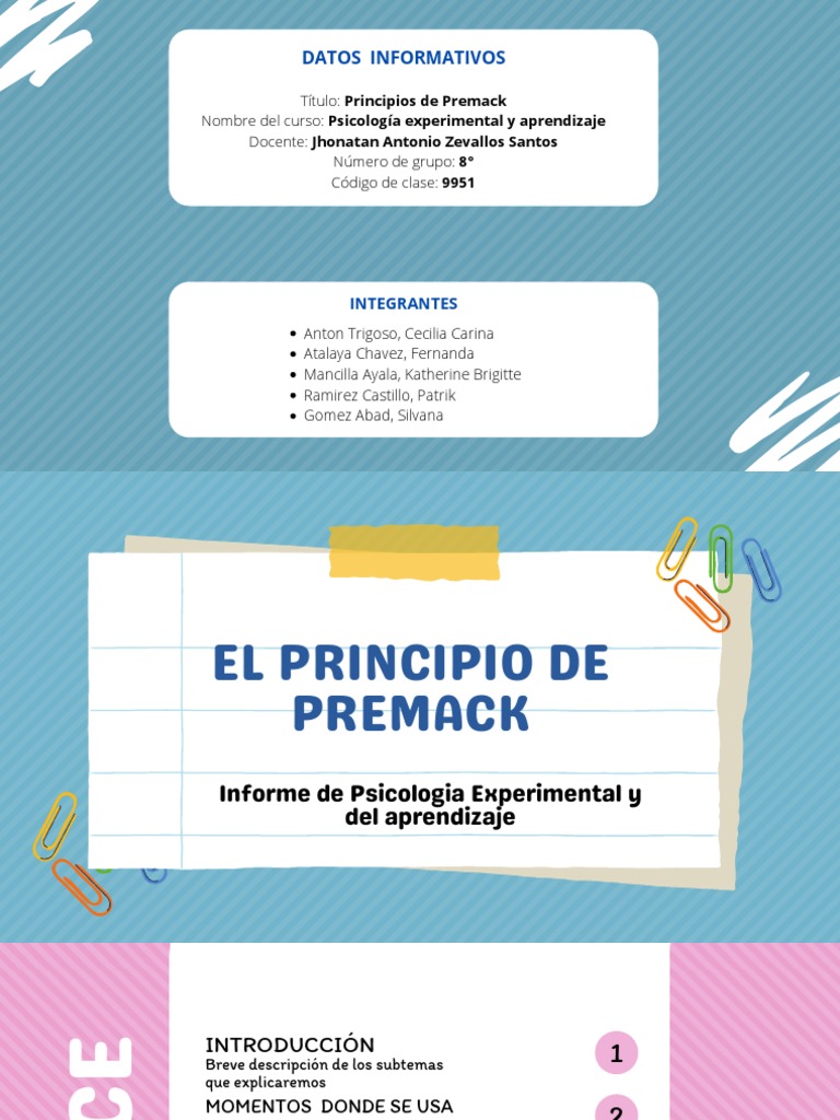 El principio de Premack: una teoría conductual sobre el refuerzo positivo | PDF | Sicología ...