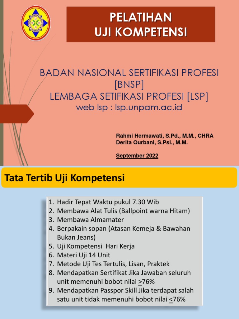 Modul Pelatihan Ujikom MSDM Rahmi & Derita - Skkni 2022 | PDF
