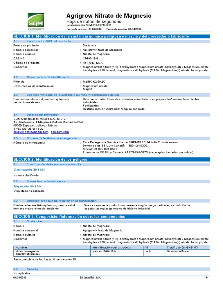 Agrigrow Magnit | PDF | Agua | Primeros auxilios