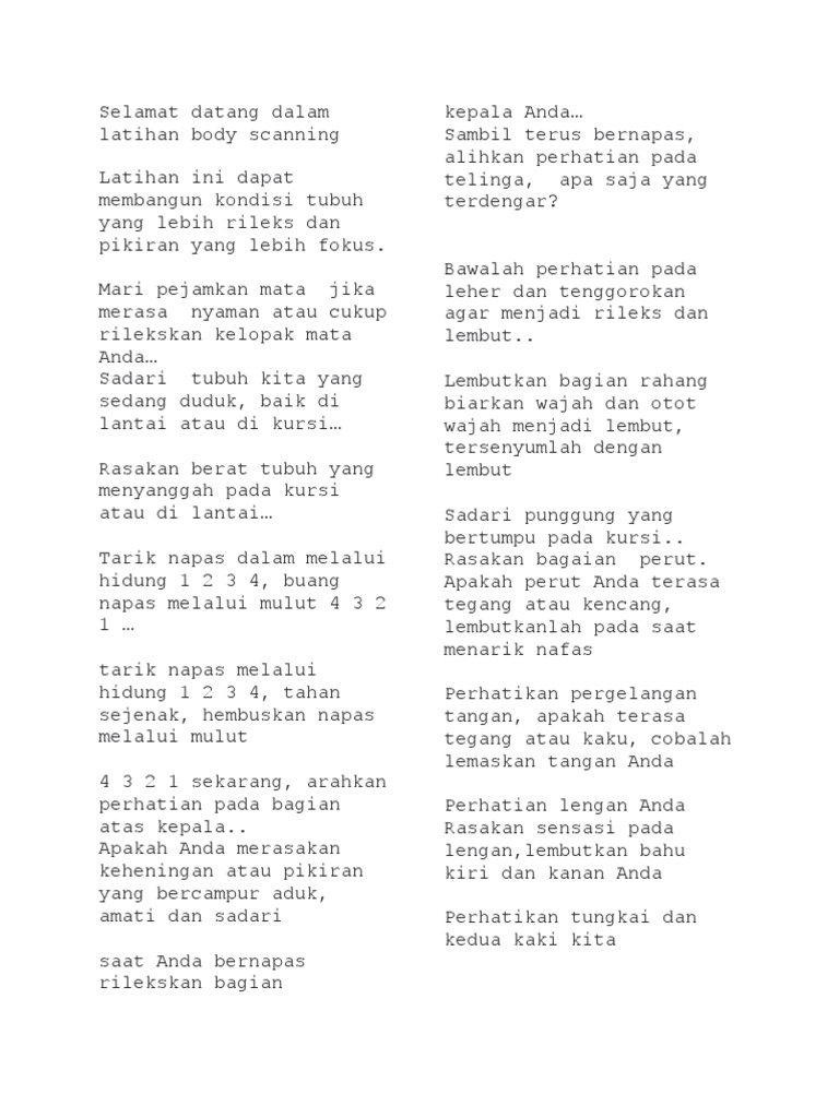 Teks Body Scanning | PDF