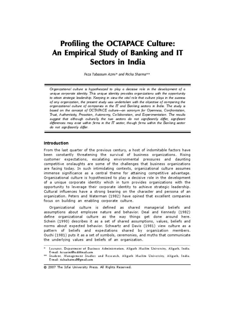 Octapace Case1 | PDF | Student's T Test | Organizational Culture
