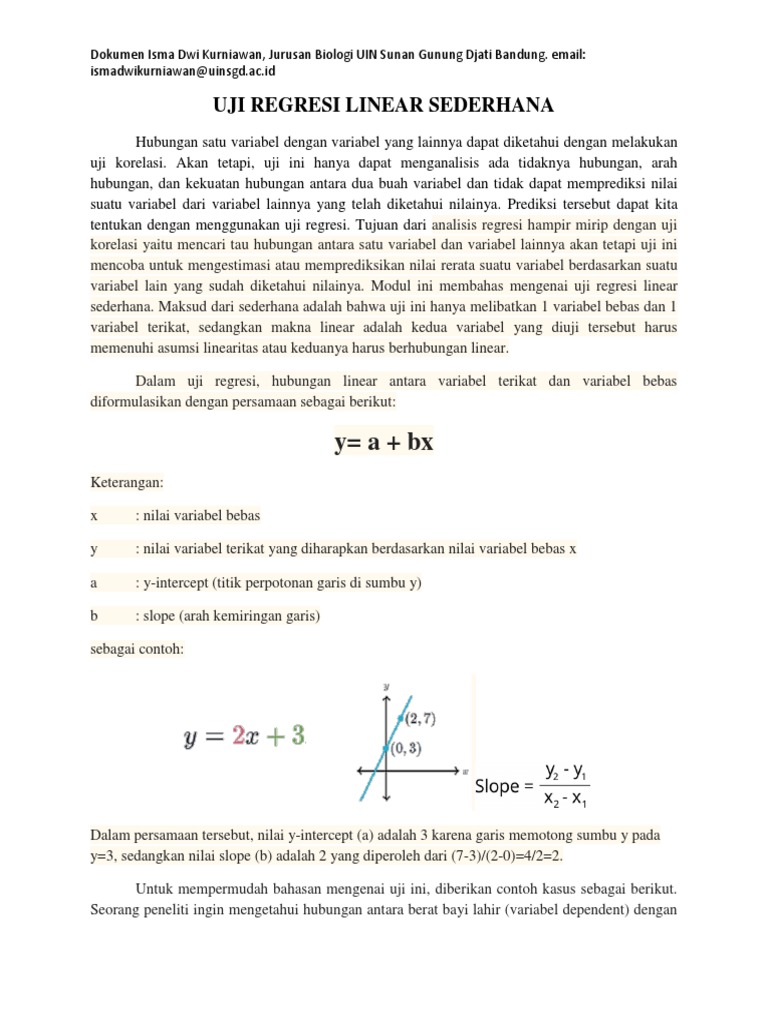 Uji Regresi Linear Sederhana | PDF