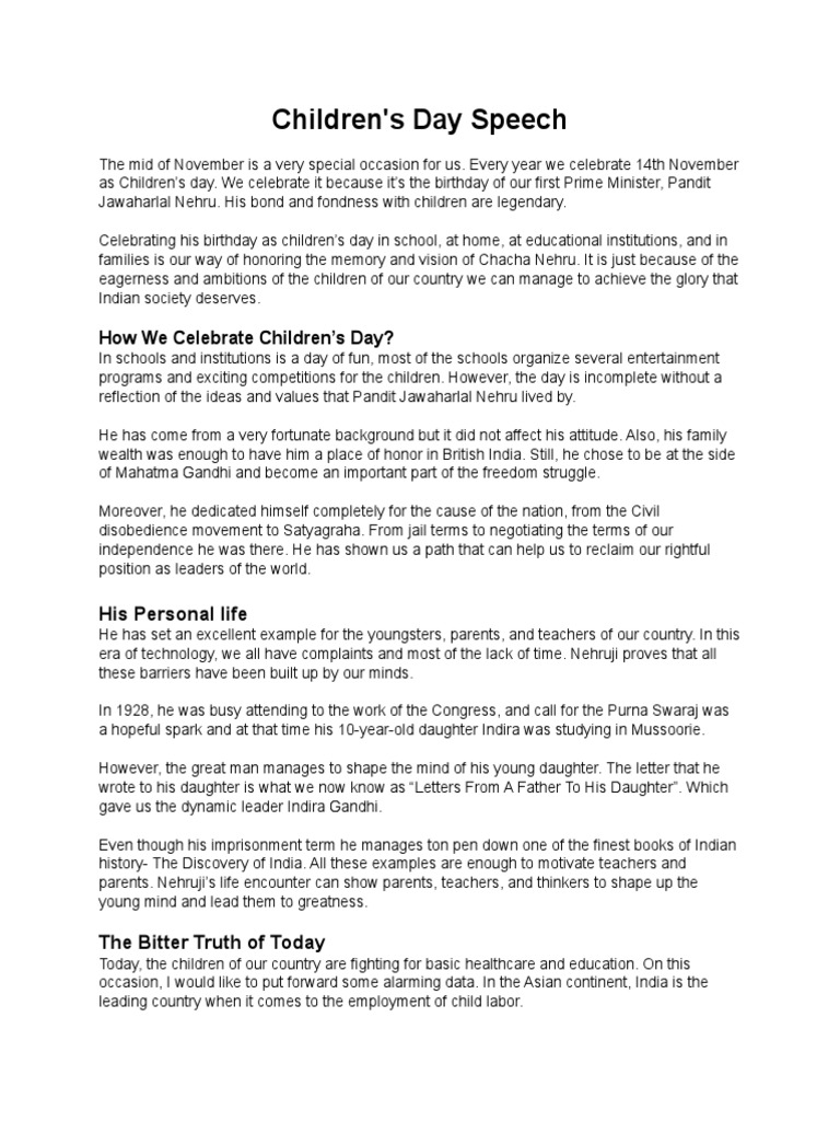 Children's Day Speech | PDF