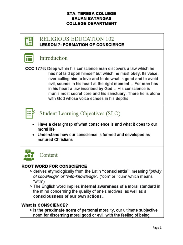 Formation of Conscience | PDF | Conscience | Catholic Church