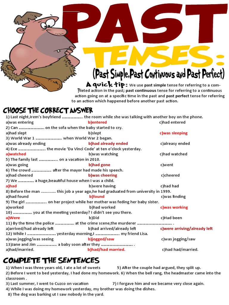 Mixed Past Tenses Worksheet | PDF
