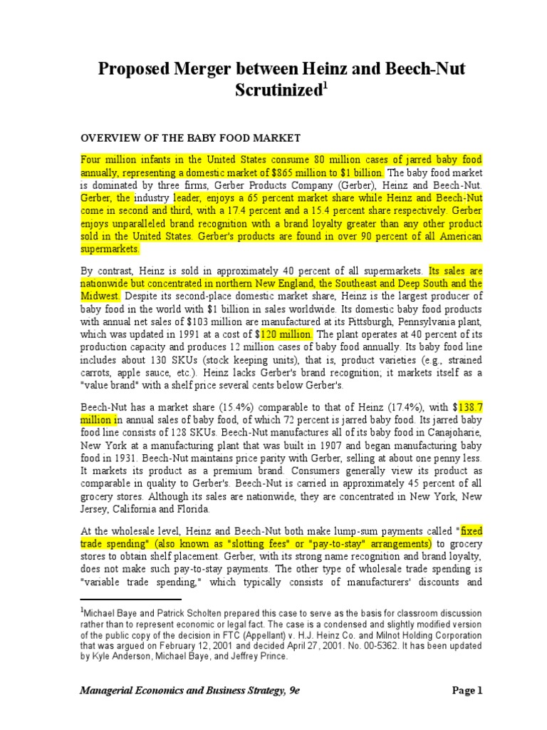 Heinz and Beech Nut | PDF | Mergers And Acquisitions | Heinz