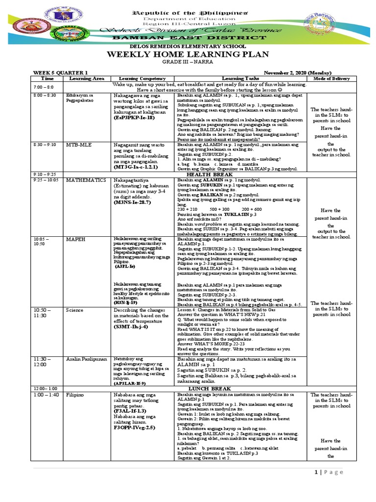 WHLP WEEK5 Grade 3 | PDF