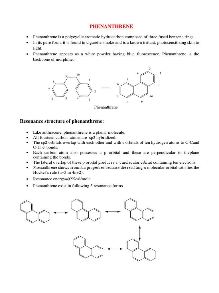 Phenanthrene Notes 1 | PDF | Chlorine | Aromaticity