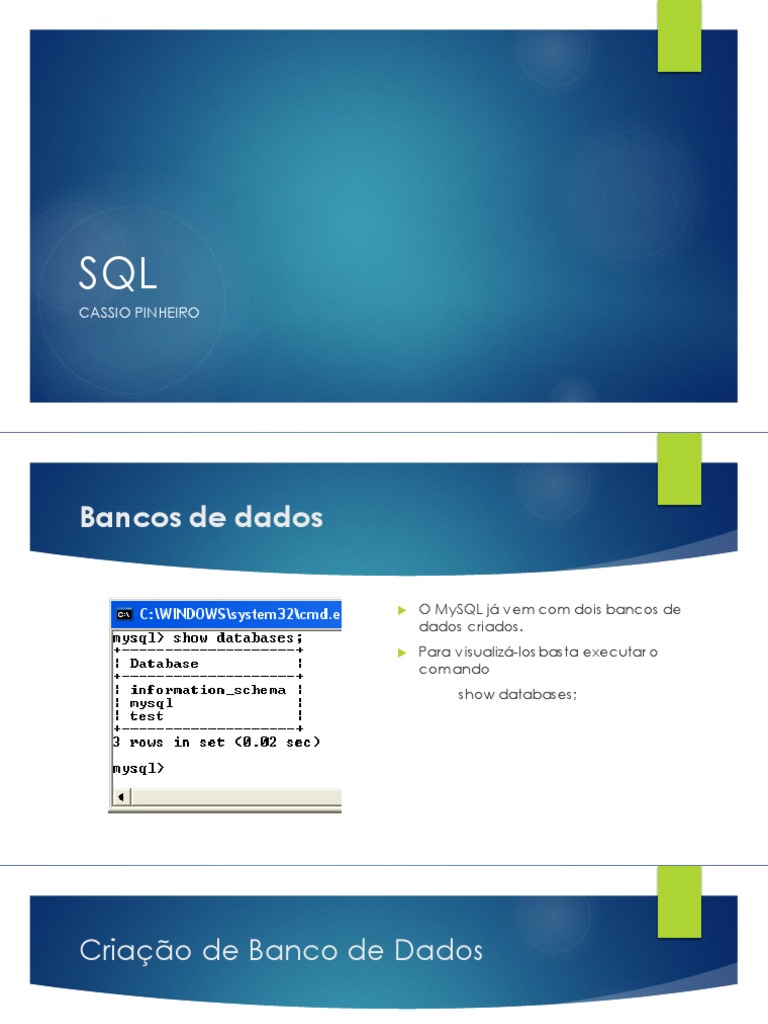 BANCO DE DADOS Aula 4 SQL | PDF | Informática | Bancos de dados