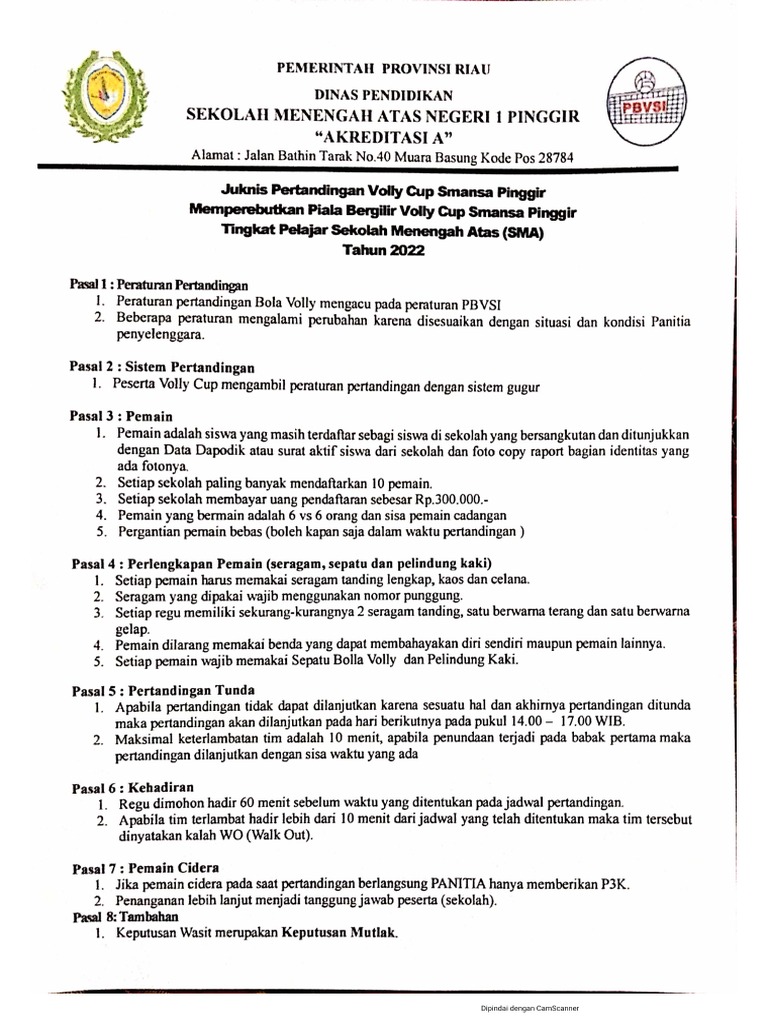 Juknis Pertandingan Voli | PDF