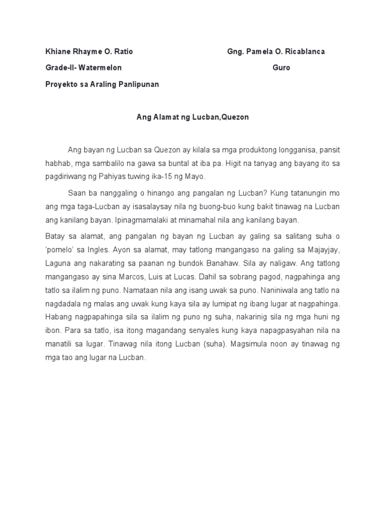 Alamat NG Lucban | PDF