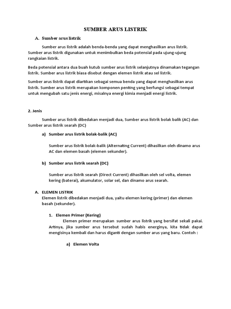 Sumber Arus Listrik | PDF