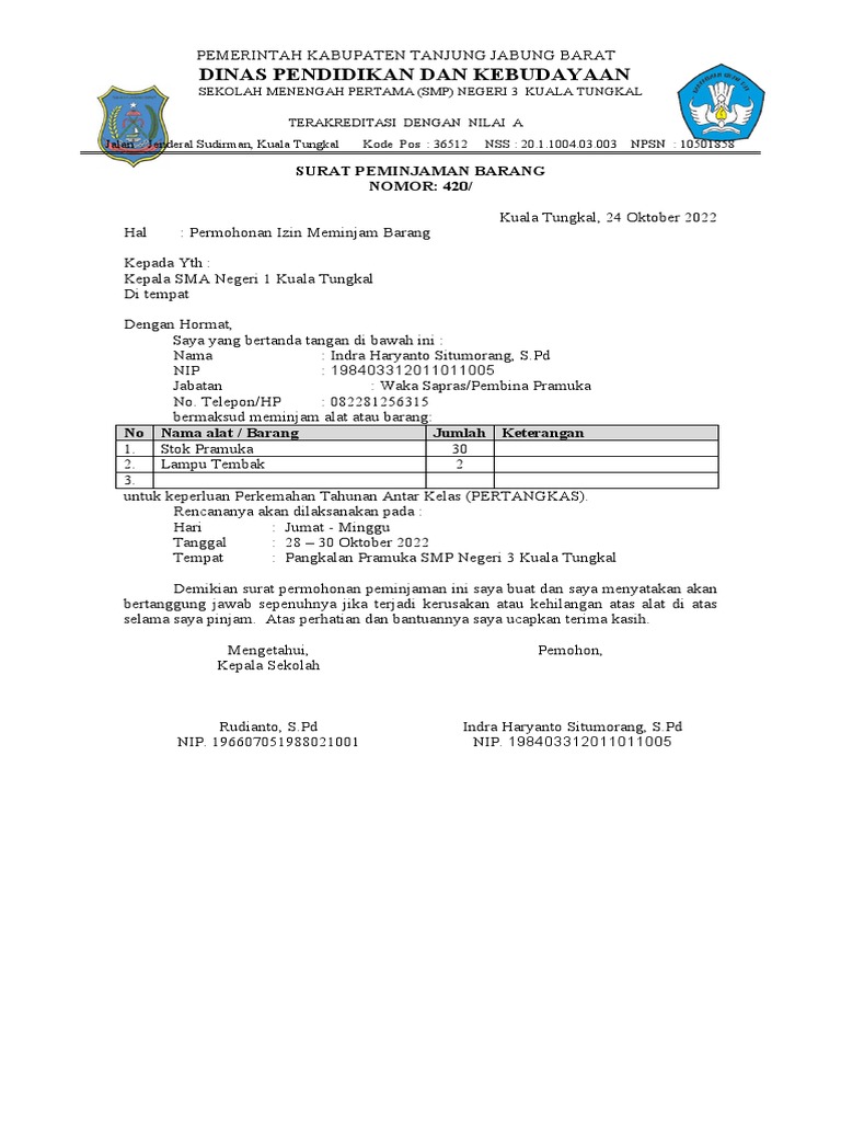 Surat-Permohonan-Peminjaman-Alat-PMat Rev 1 | PDF