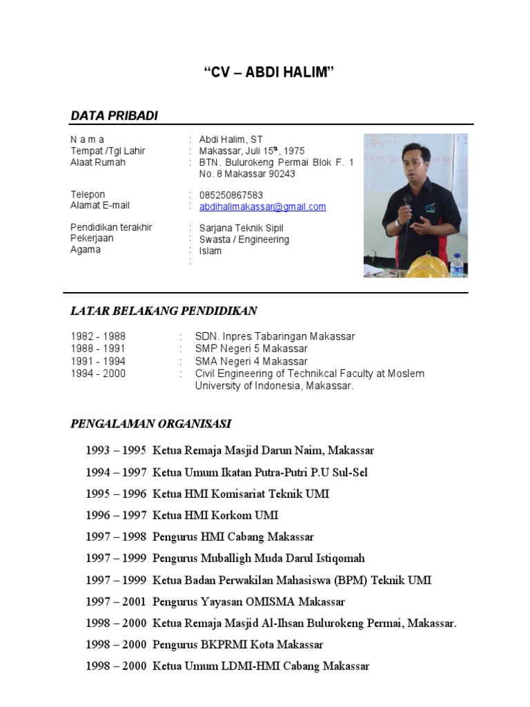 Curriculum Vitae Abdi Halim | PDF