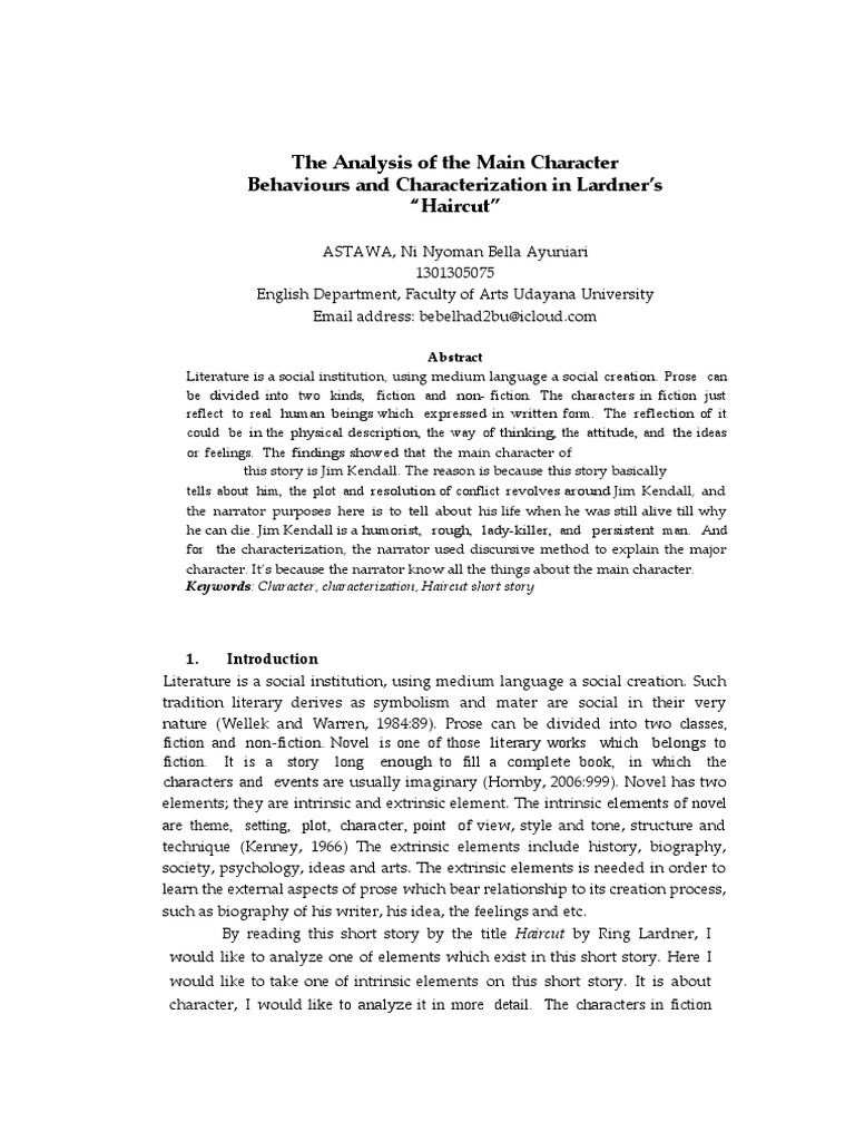 The Analysis of The Main Character | PDF | Data | Narration