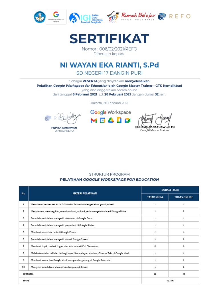 NI WAYAN EKA RIANTI, S.PD SERTIFIKAT GFE - 2 | PDF