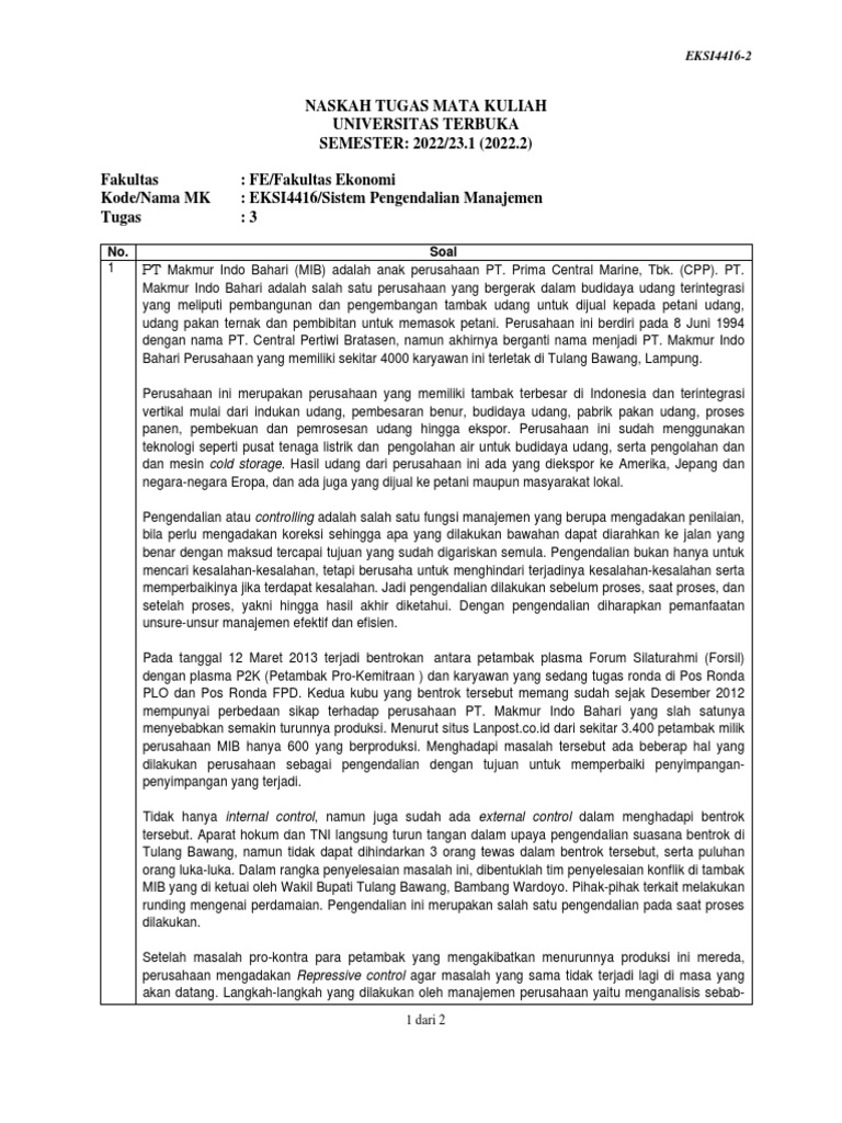 Soal Eksi4416 Tmk3 2 | PDF | Bisnis