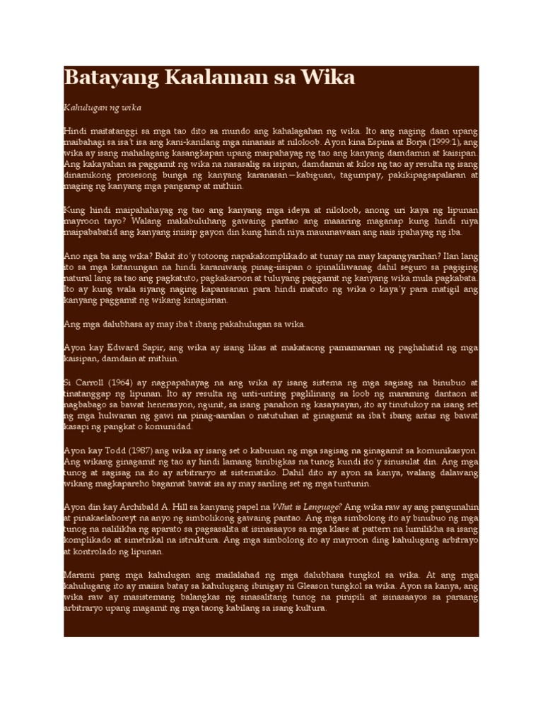 Wika at Panitikan Tungo Sa Kaunlaran | PDF