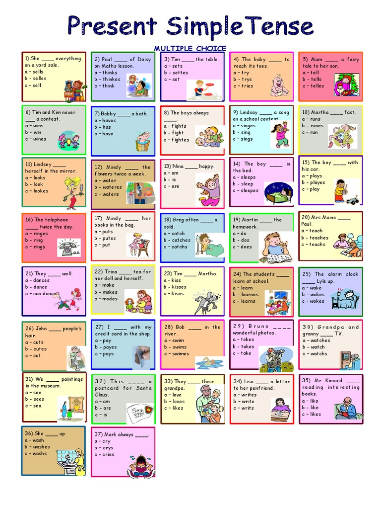Present Simple Tense Multiple Choice Exercise With - 4917 | PDF