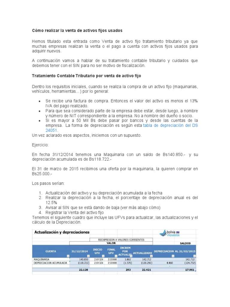 Venta de Activos Fijos Usados: Guía Contable | PDF | Depreciación | Economias