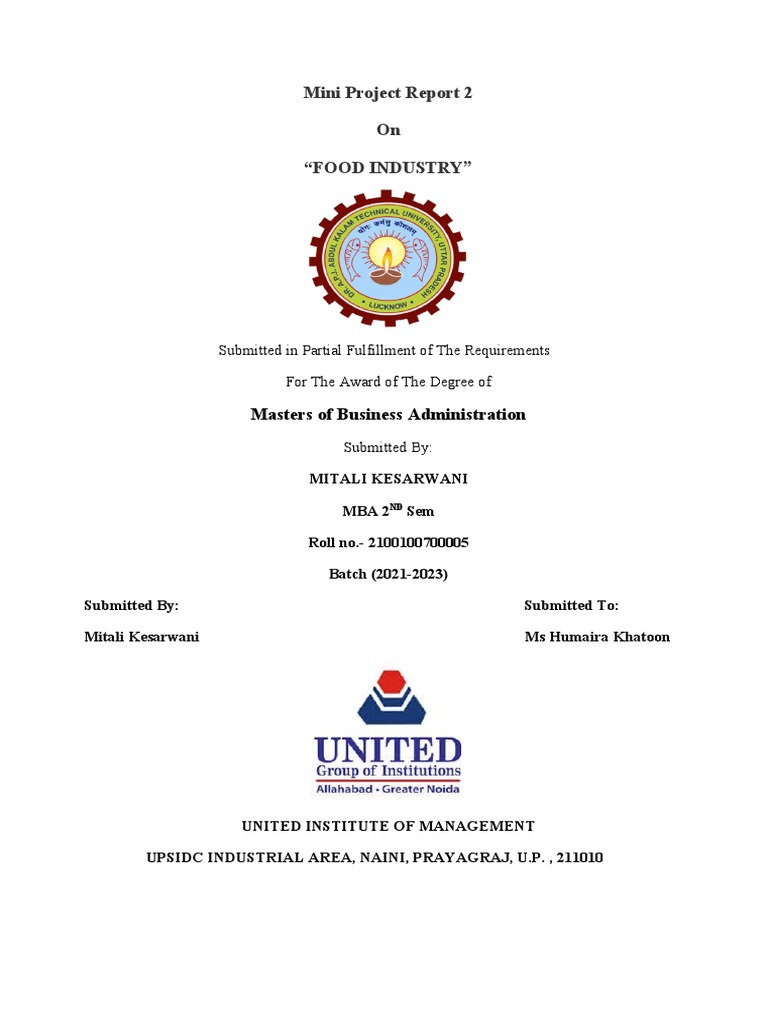 Mini Project 2 Reort 23 June | PDF | Food Industry | Agriculture