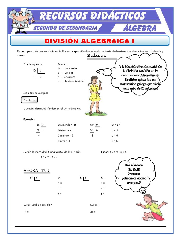 División Algebraica | PDF | División (Matemáticas) | Álgebra