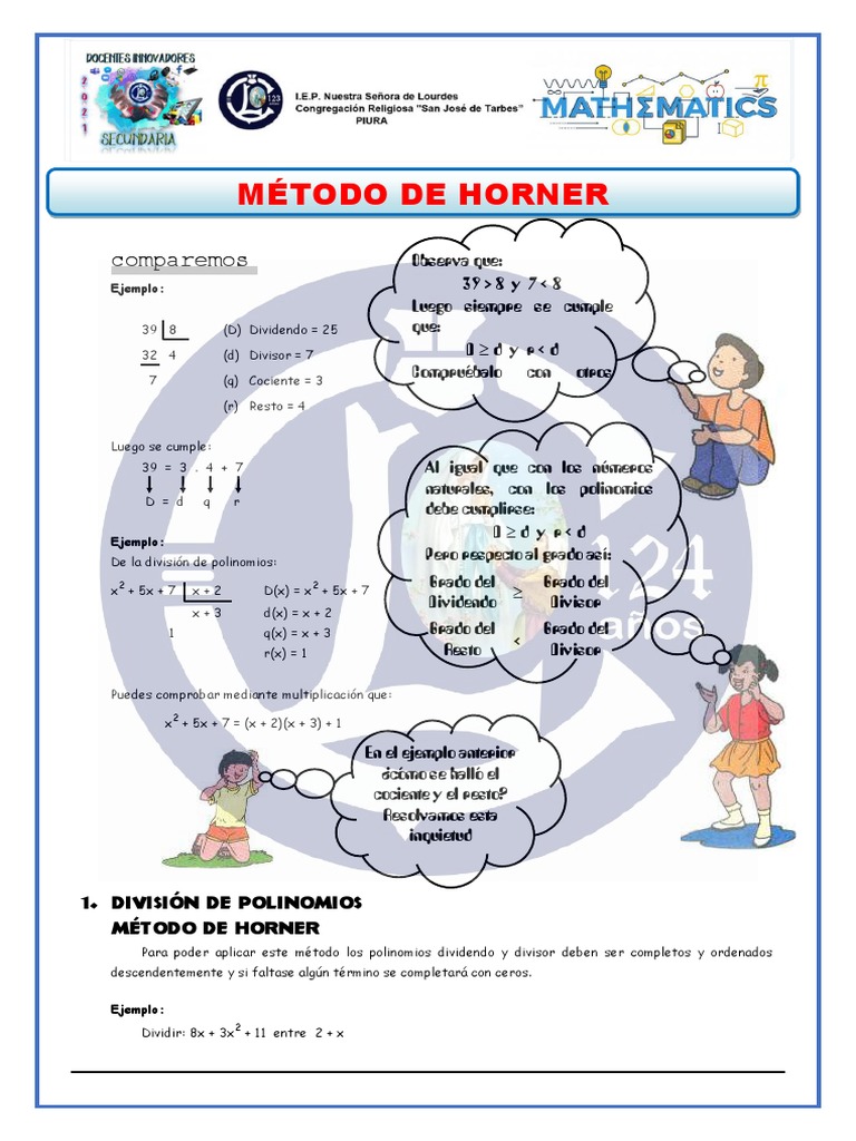 Método de División Normal - Método de Horner | PDF | División (Matemáticas) | Matemáticas Aplicadas