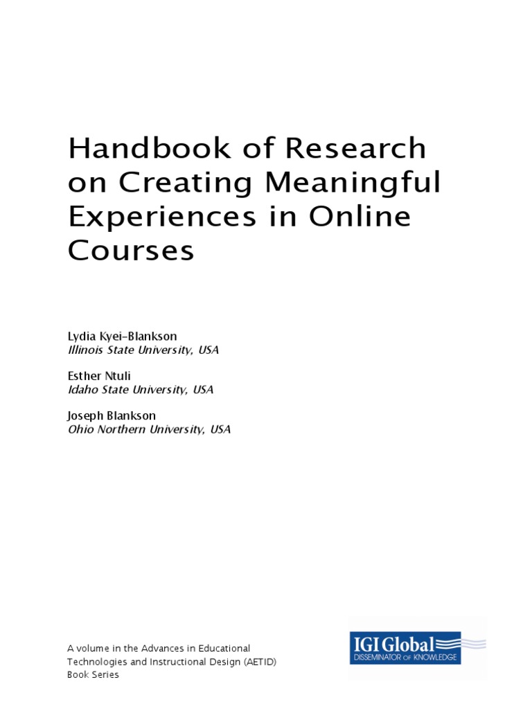 Handbook of Research On Creating Meaningful Experiences in Online ...
