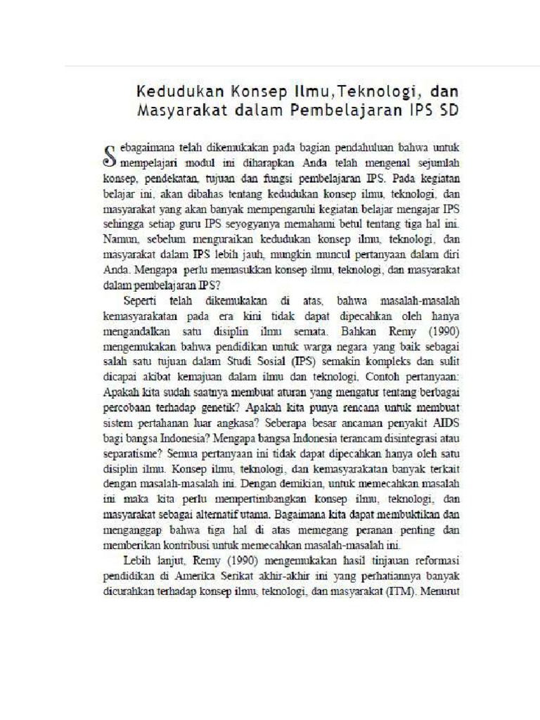 Konsep ITM Dalam Pembelajaran IPS | PDF