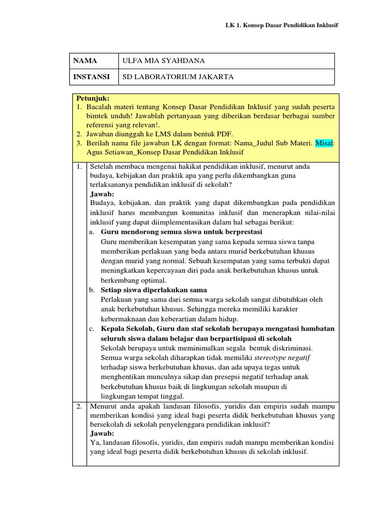 Konsep Dasar Pendidikan Inklusif | PDF