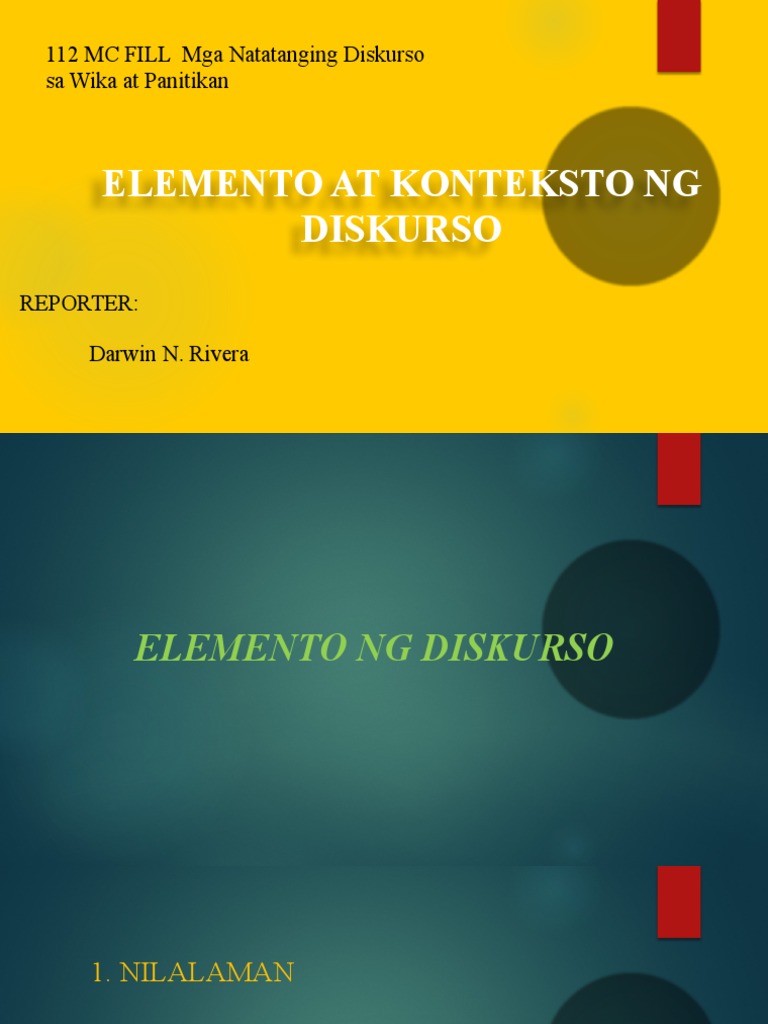 Elemento at Konteksto NG Diskurso | PDF
