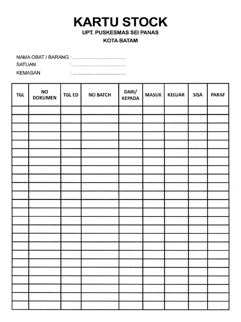 12. KARTU STOCK OBAT BARANG A5 | PDF