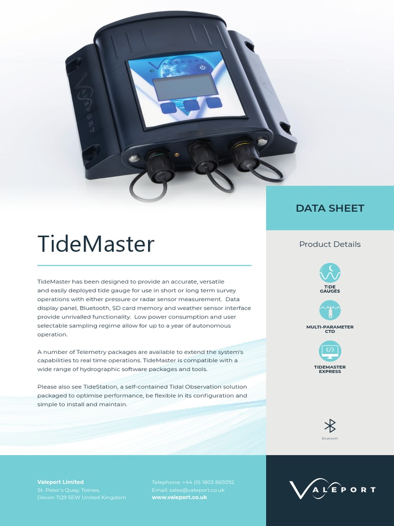 TideMaster Datasheet April 2020 | Download Free PDF | Telemetry | Bluetooth