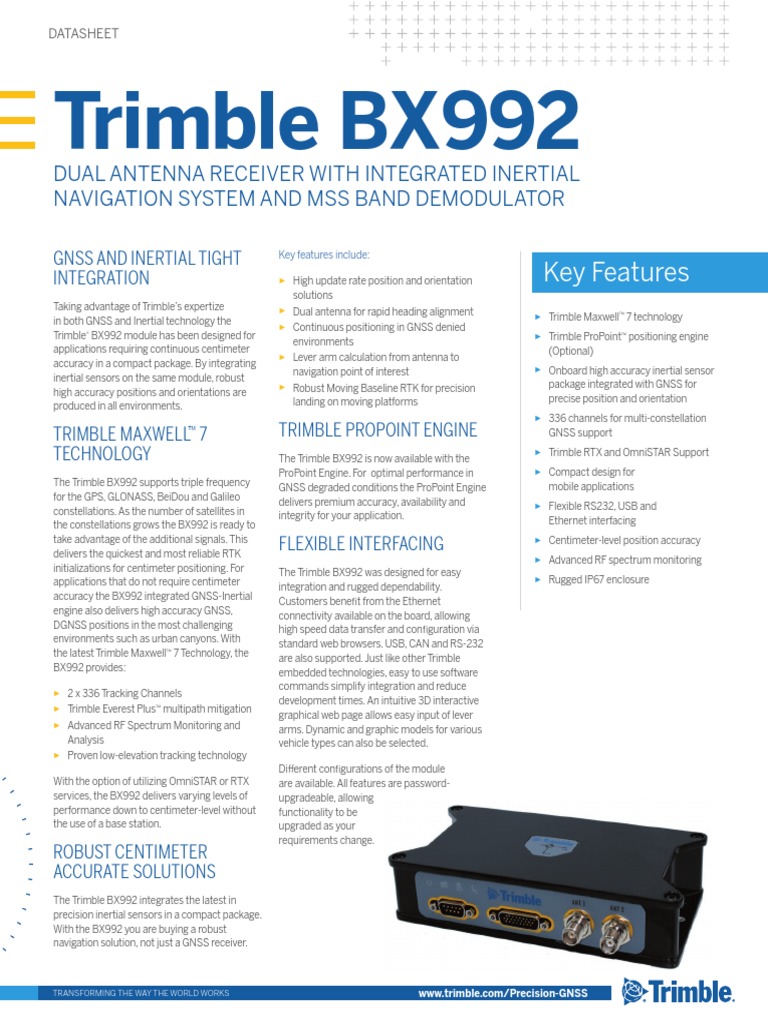 007 Trimble BX992 DS USL 0721 LR | PDF | Inertial Navigation System ...