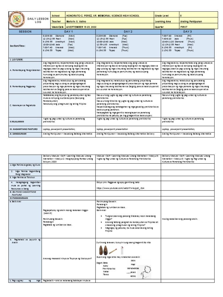 AP8 - DLL - Q1W4 - Pag-Unlad NG Kultura Sa Panahon Prehistoriko | PDF