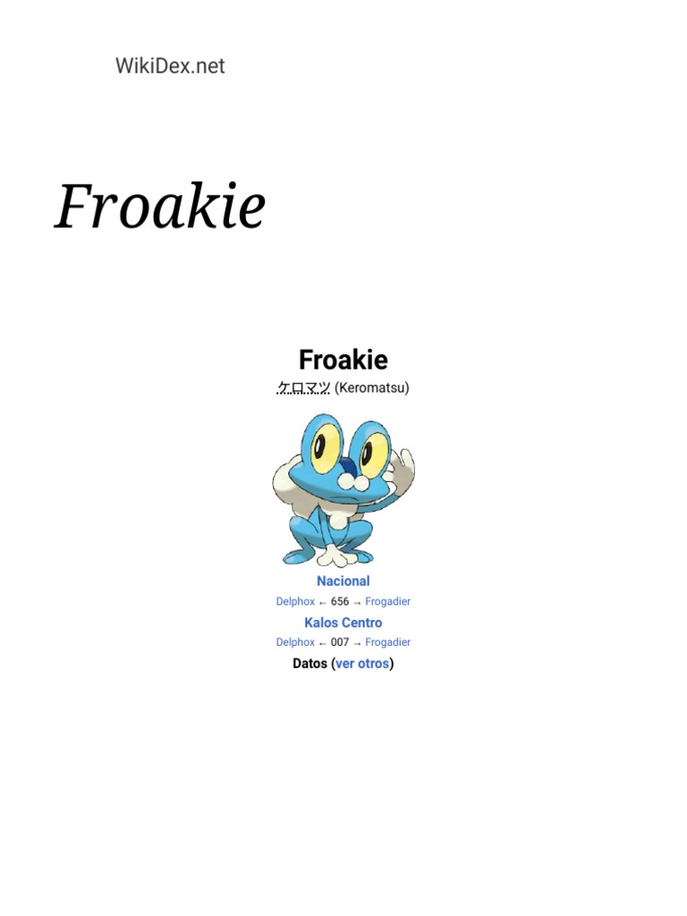 Froakie - WikiDex, La Enciclopedia Pokémon | PDF | Pokémon