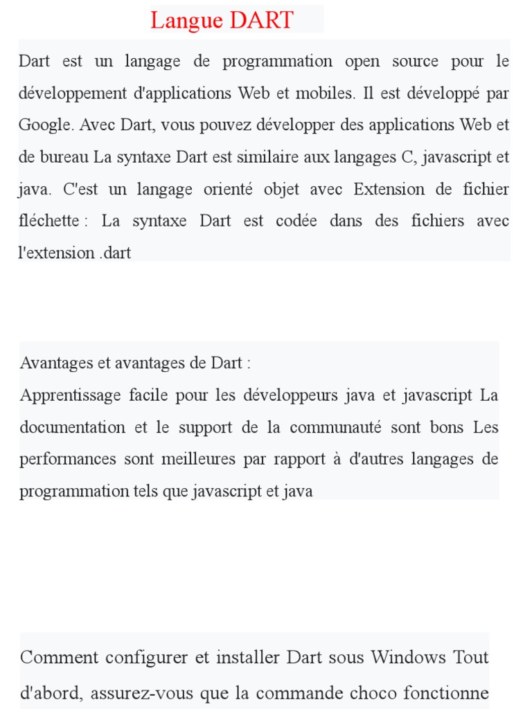 Langage Dart | PDF | JavaScript | Java (Langage de programmation)