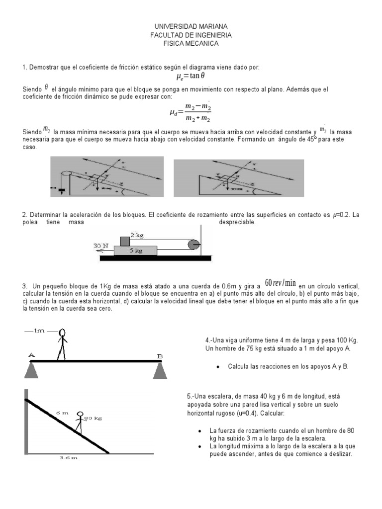 Parcial de Cinematica y Dinamica | PDF | Fricción | Velocidad