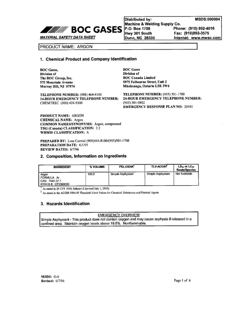MSDS Argon | PDF